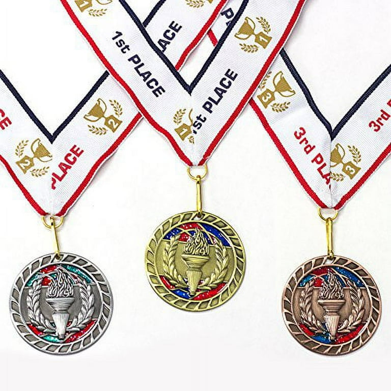 Olympic Medals 1st 2nd 3rd Place Award Medals - Gold Silver Bronze Set With Neck Ribbons, 3 ...