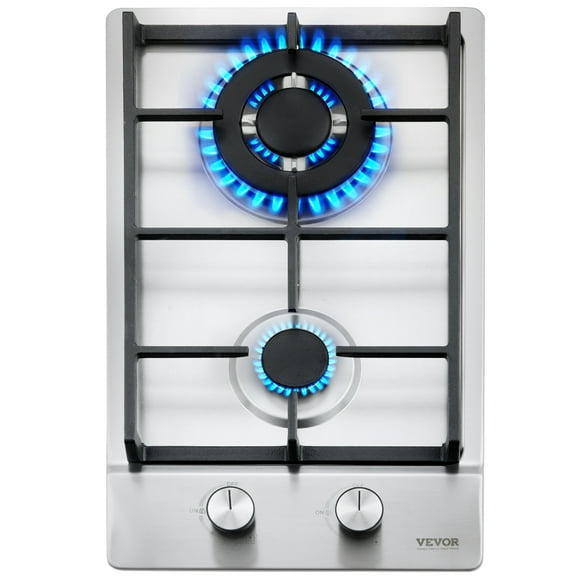 12 Inch Built-in Stainless Steel Gas Cooktop 2 Burners 12250 BTU LPG NG ...