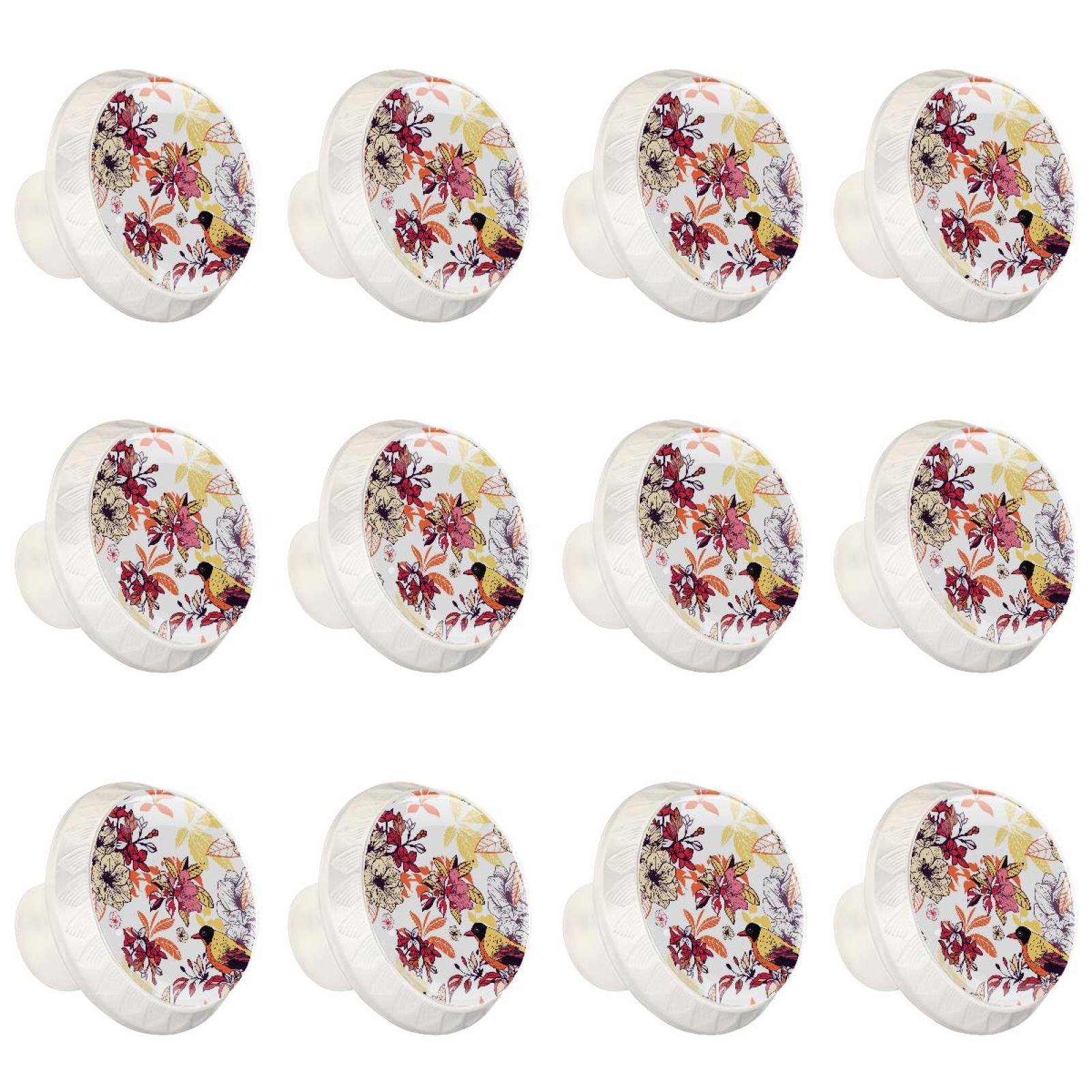 12 Pcs Bird Floral Pattern Knobs for Kitchen Cabinet Cupboard Dresser Bookcase Drawer Pulls ...