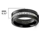 Metal Masters Mens 1.35Ct Tungsten Black Wedding Band Eternity Ring Cubic Zirconia Comfort-Fit ...
