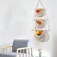 3 Tier Hanging Fruit Basket & Door Storage Box, Hand Woven Jute Wall ...