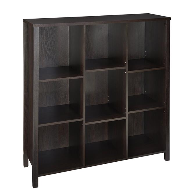 38 in. 9-Cube Organizer with Adjustable Shelves - Black Walnut ...
