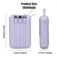 10000mAh Mini Power Bank | Multi-speed Charging, 4 Built-in Cables, LED ...