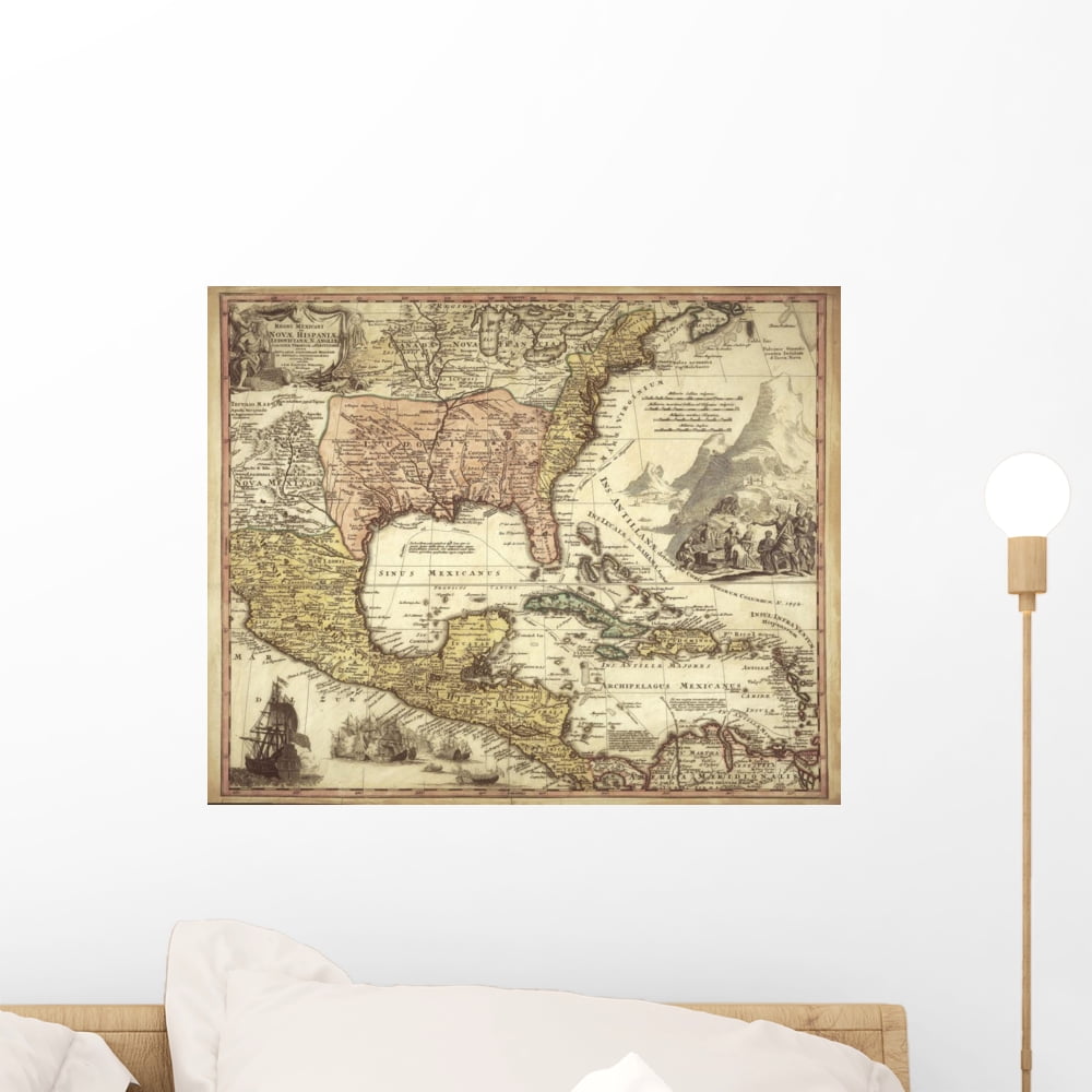High-quality Antique Map Wall Mural by Wallmonkeys Peel and Stick ...