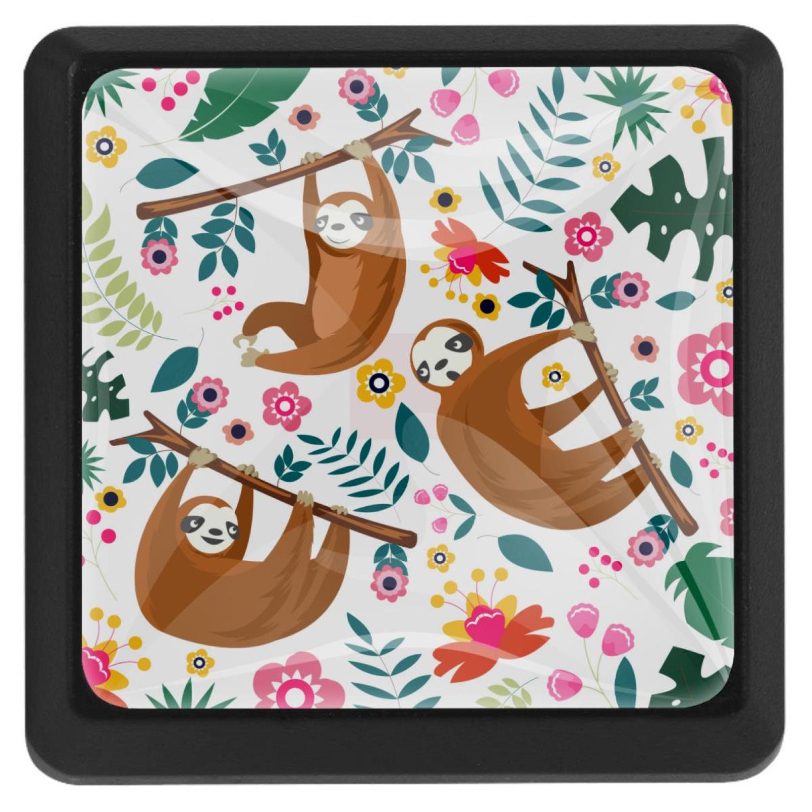 3 Pack Sloth Square Cabinet Door Knobs Decor for Cupboard Dressing ...