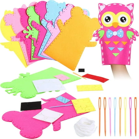 8 Packs Hand Puppet Making Kit Felt Sock Puppet Making Set Creative DIY ...