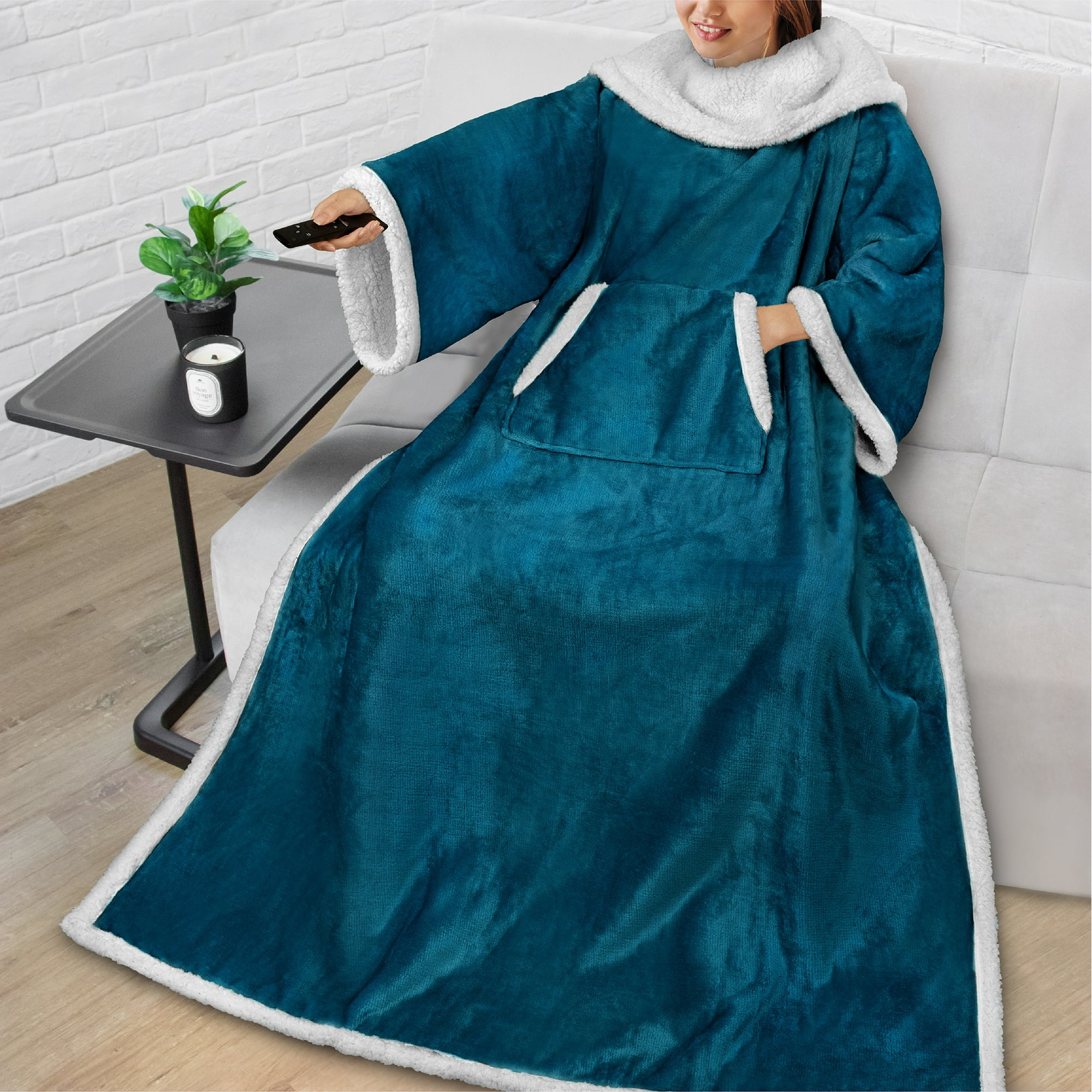 Click here for Pavilia Premium Sherpa Fleece Blanket With Sleeves... prices