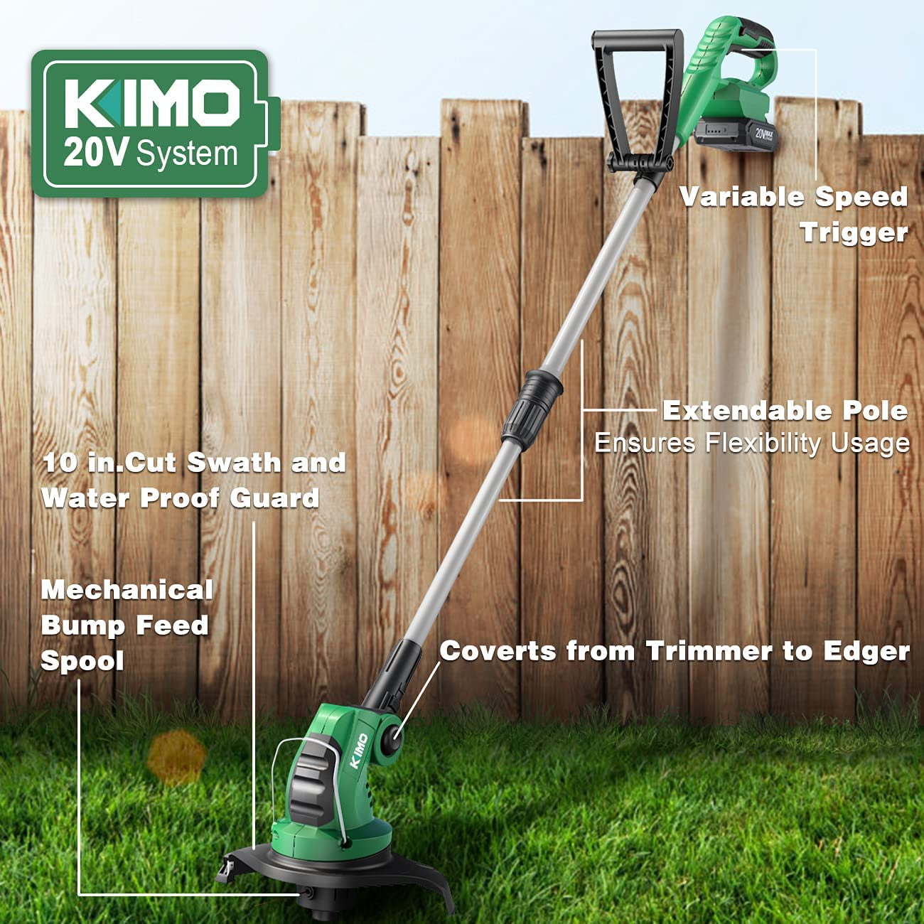 Buy KIMO Electric Weed Wackers Cordless - 20V Battery Powered Weed ...