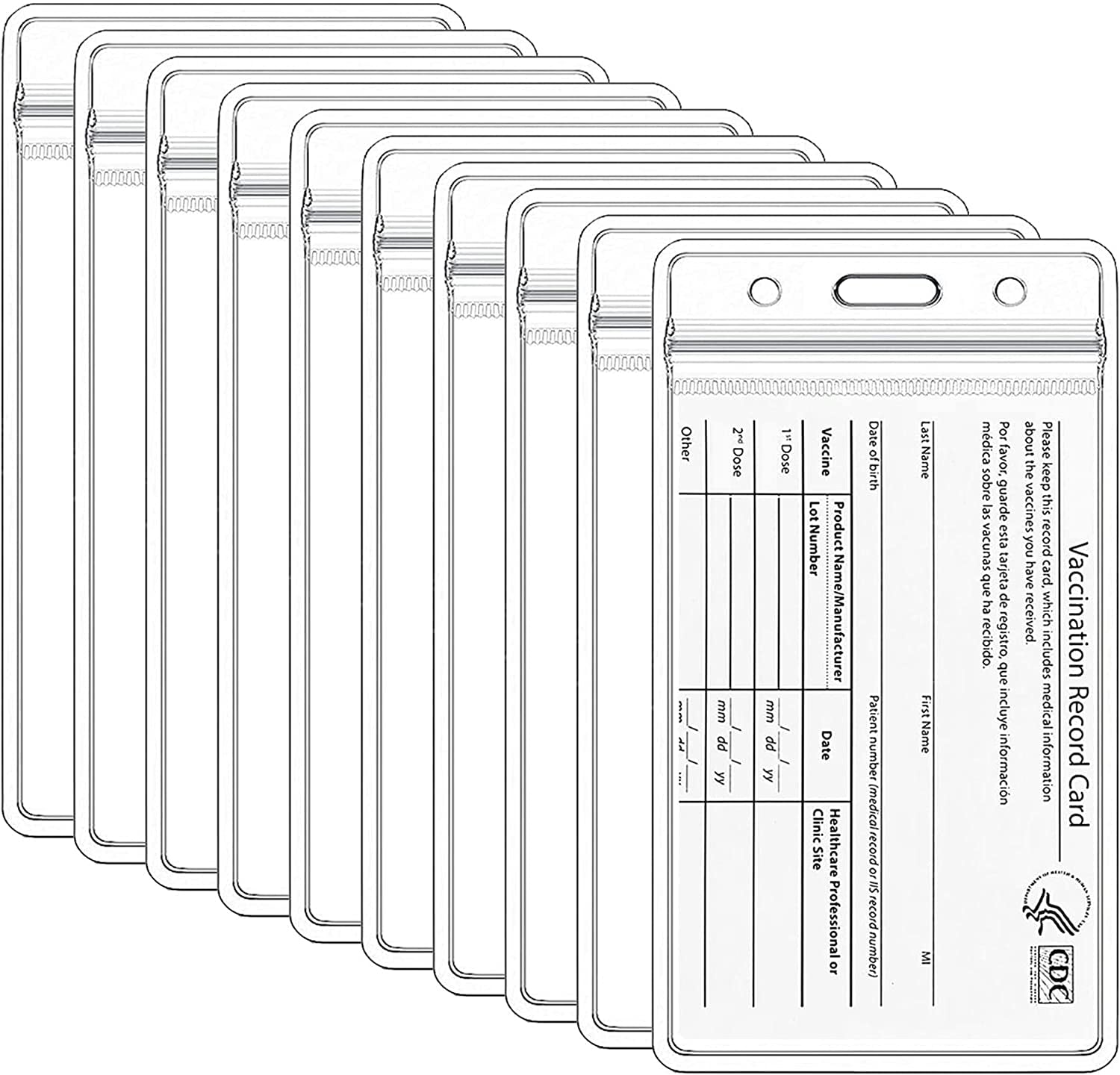 5 Pack Vaccination Card Protector Waterproof, Vertical 4 X 3 ...