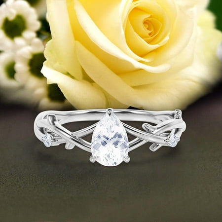 Tailor-Made Boho & hippie 1.10 Carat Pear Cut Diamond Moissanite Unique Engagement Ring, Wedding ...