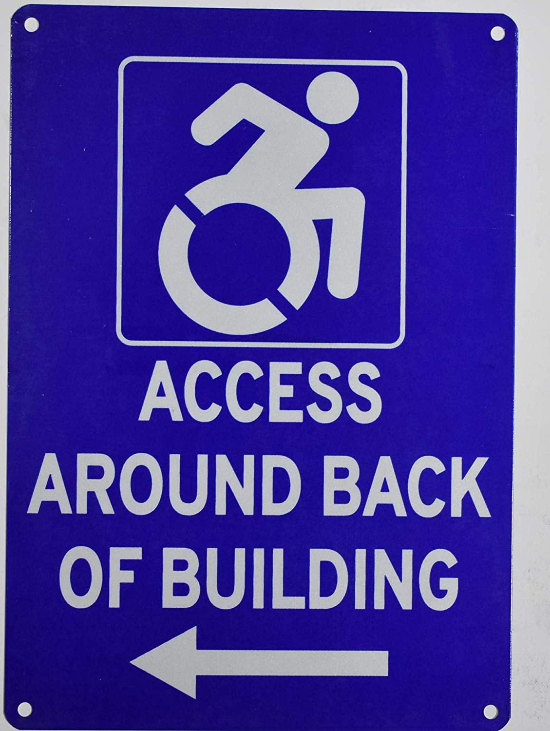 ACCESSIBLE Entrance Around Back of Building Left Arrow Sign (Aluminium ...