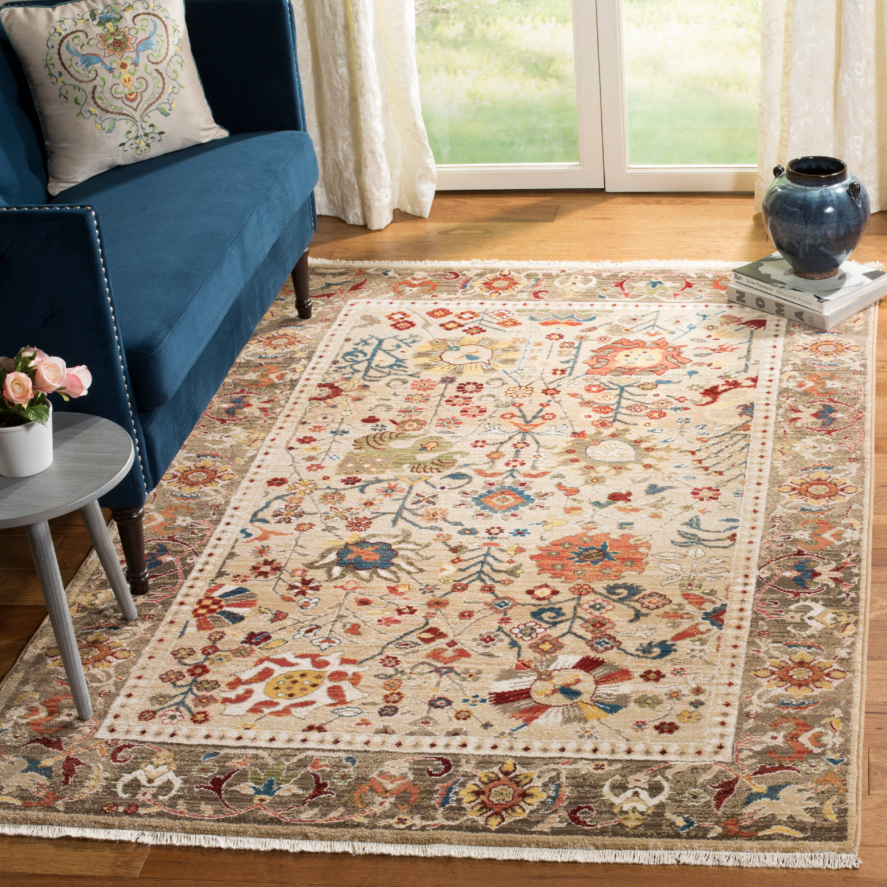 SAFAVIEH Kashan Vaska Traditional Area Rug, Beige/Taupe, 3'3" x 4'10 ...