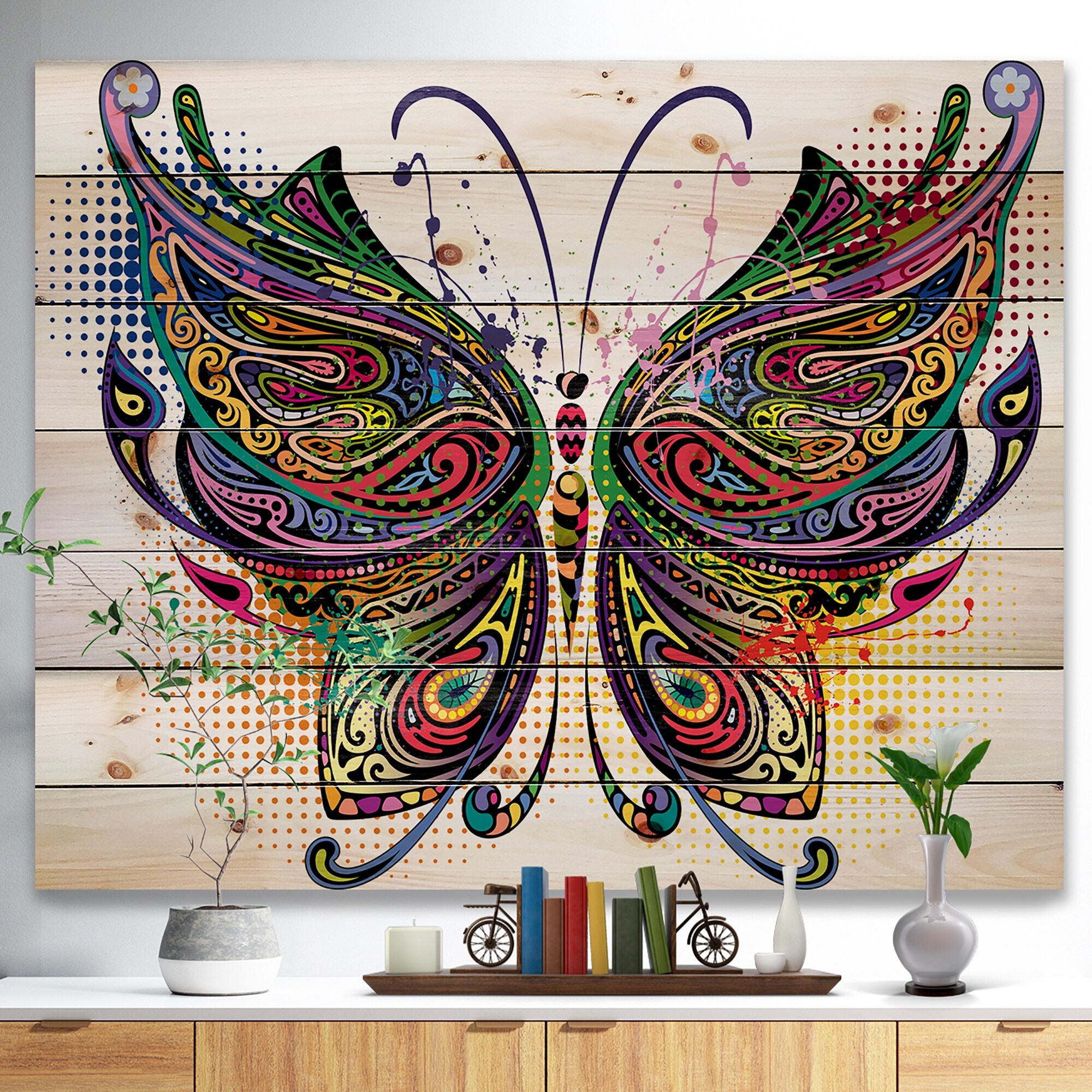 DESIGN ART Designart Variegated Butterfly Abstract Print On Natural