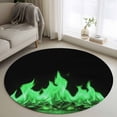 Abstract Green Flame Round Rug 3ft Washable Circle Entryway Rugs Non ...