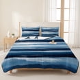 King Quilt Bedding Set Dark Blue Gradient Water Ripples Breathable ...