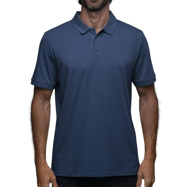 Playera Polo Para Hombre De Algodón Pima y Tela Spandex Unbranded Co Polo Shirt Indigo M ...