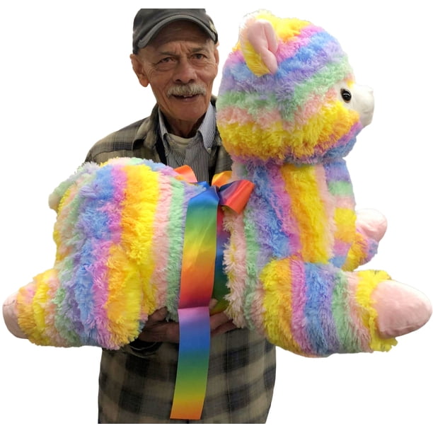 Large Stuffed Llama Rainbow Color Fully Stuffed & Ready to Hug - Large ...
