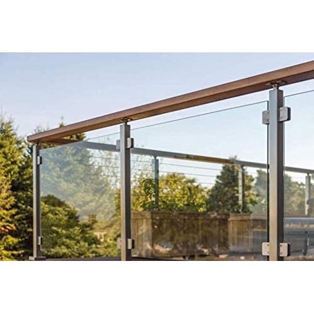 Stainless Steel Grade 316 Square corner railing post for 42" glass ...