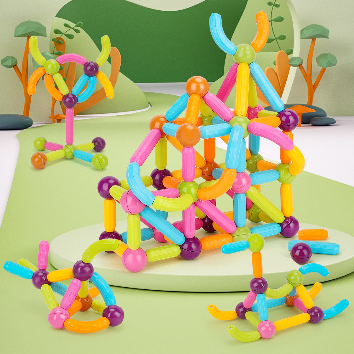 Buy Protoiya 25/74pcs Magnetic Balls and Rods Set DIY Assembly Magnetic ...