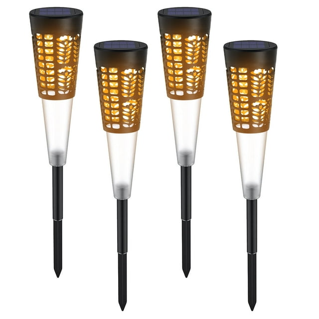 (4 Pack) LED Solar Power Path Torch Light Lighting Yard Lamp Dusk to ...