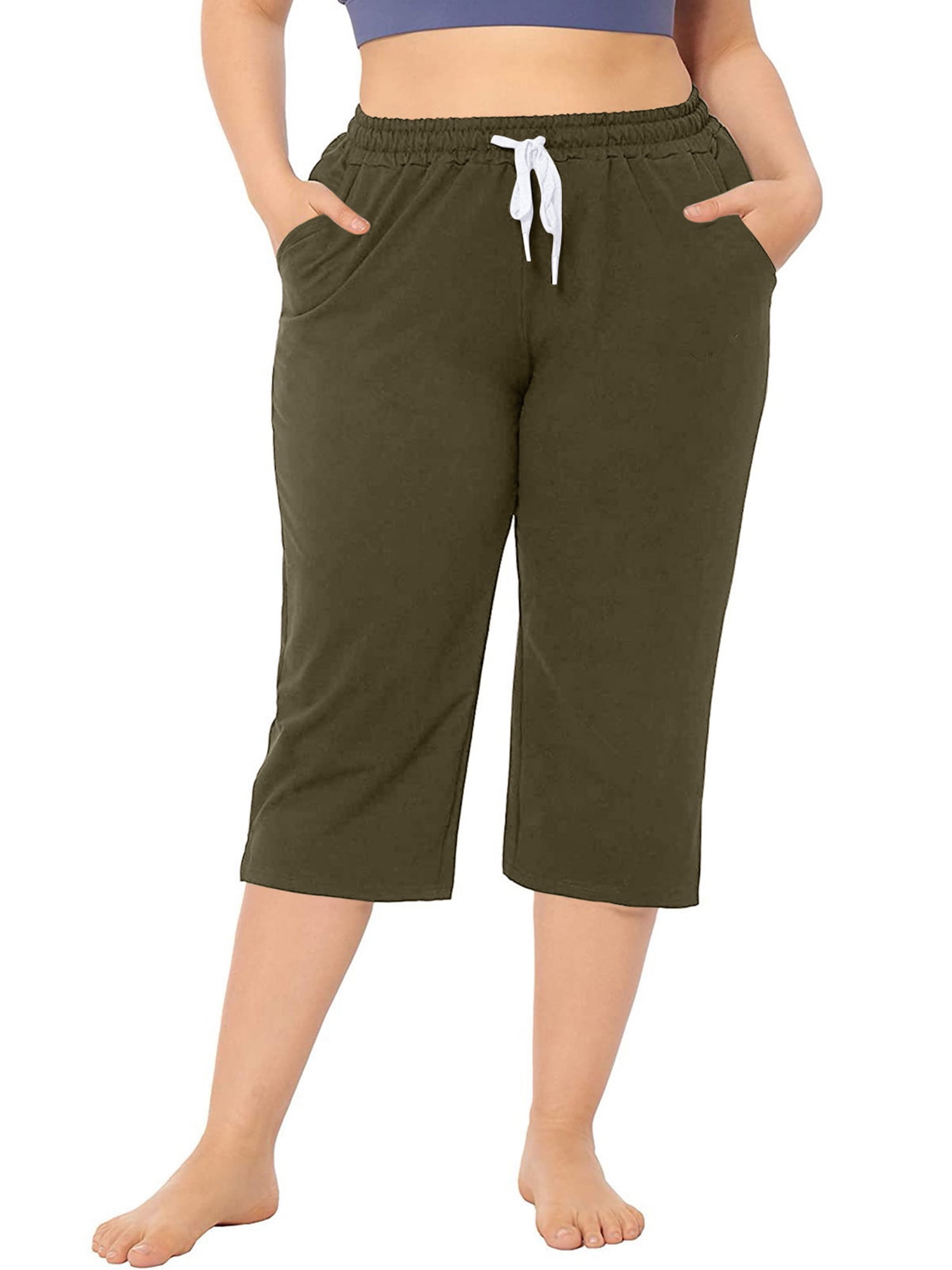 Sexy Dance Plus Size Capris Pants for Women Casual Lounge Pants High ...