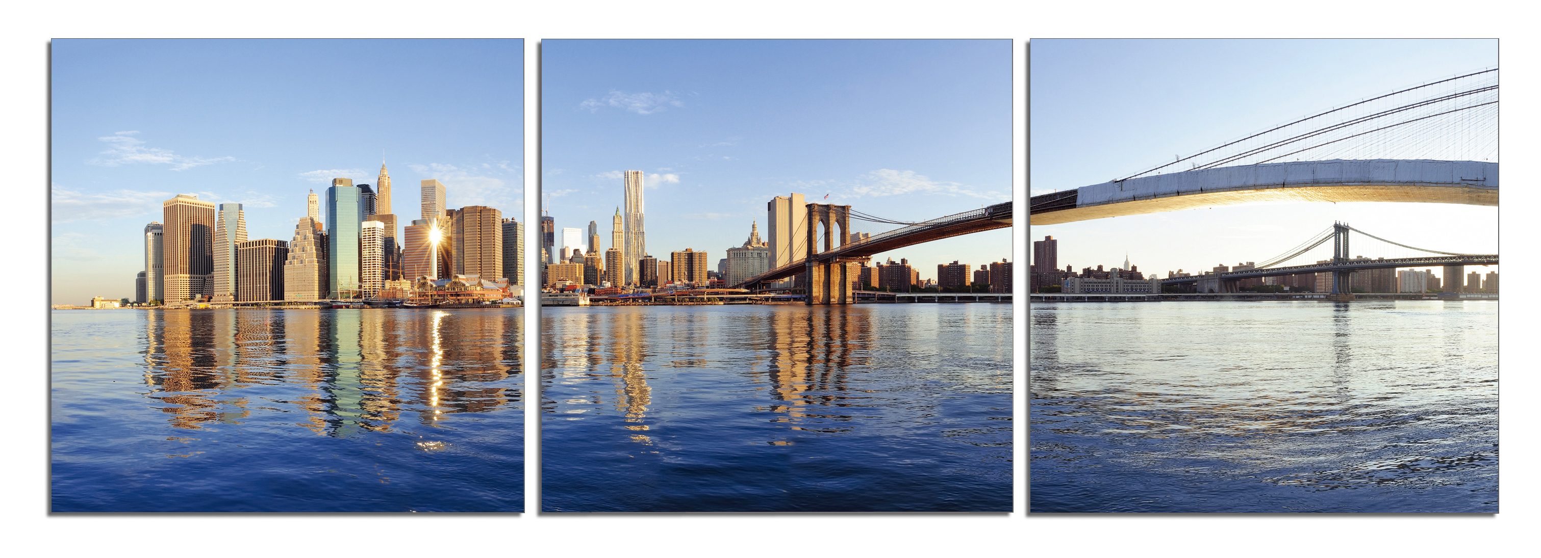 3 Panel Photo Big Canvas Wall Art - Brooklyn Bridge at Daylight -3 ...