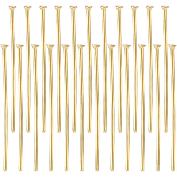 304 Stainless Steel Flat Head Pins Real 18K Gold Plated 22x0.7mm Head ...