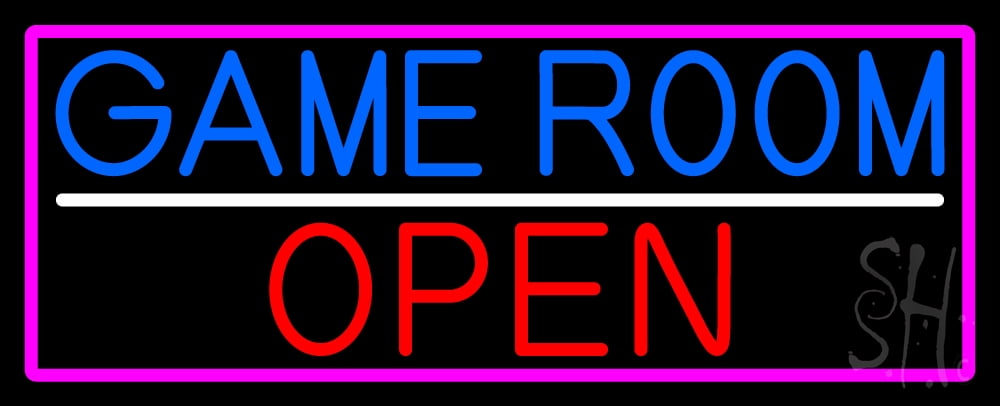 Game Room Open With Pink Border LED Neon Sign 13 x 32 - inches, Clear ...