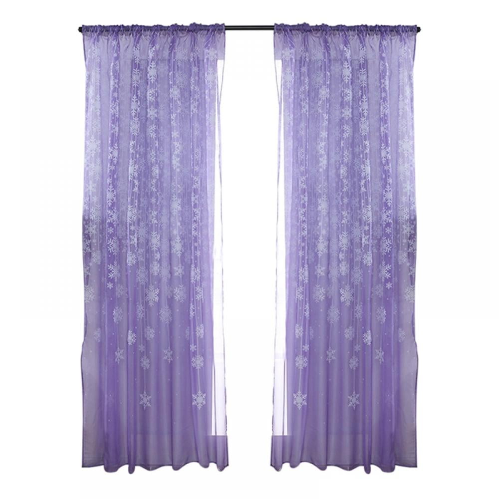 Curtains Snowflake Sheer Curtains Cute Snow Print Voile Drapes for ...