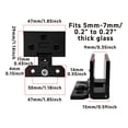 2Pcs Matte Black Glass Cabinet Door Hinges, Zinc Alloy Frameless Glass ...
