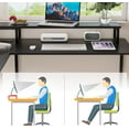 MUTUN Two Person Desk with LED Light, 83.7 Inch Computer Office Double ...