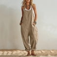 BLTIBY Summer Jumpsuits for Women Cotton Linen Casual Sleeveless Wide ...