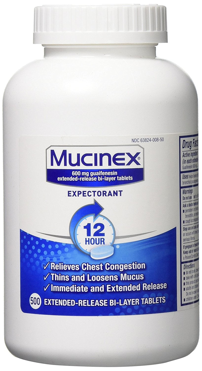Mucinex 12 Hr Chest Congestion Expectorant, Tablets, 500 count bottle ...