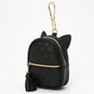 Claire's Black Cat Quilted Mini Backpack Keychain, PU - Walmart.com