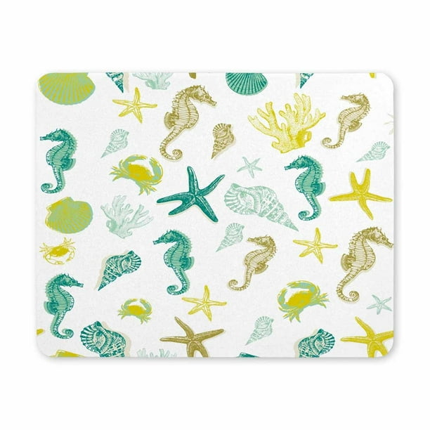 POP Rectangle Non-Slip Rubber Mouse Pad Marine Life Sea Horse Conch ...