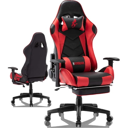 Gaming Chair Game Chaise with Footrest Racing Ergonomic Computer Chair ...