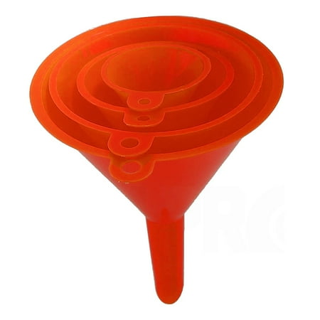 4-Piece All Purpose Wide-Mouth Bright Plastic Funnel Set for Quick and ...