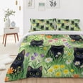 Black Cat Bedding Duvet Cover Set Full Size 4 Pieces, Orange Purple ...