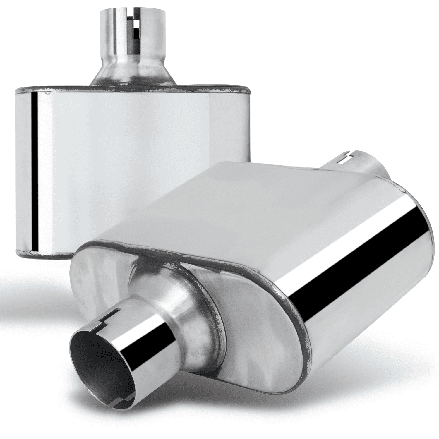 M-AUTO 2.5"Inlet/Outlet Chrome [CHAMBERED EXHAUST MUFFLER] Straight ...