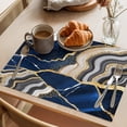 Blue Marble Placemats Set of 2, Cotton Linen Fabric Place Mats, Grey ...