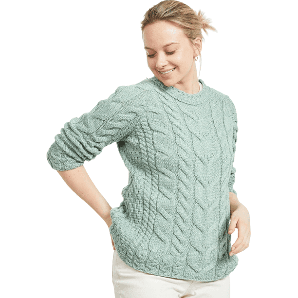 Aran Raglan Super Soft Merino Wool Sweater Women's Irish Cable Knitted ...