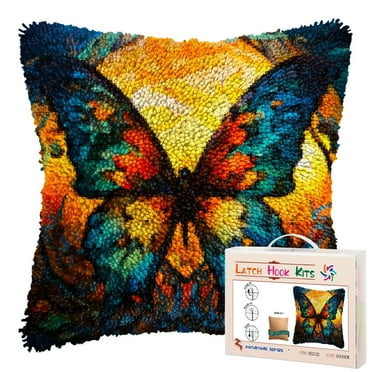 Butterfly Latch Hook Pillow Cover Kits for DIY Handmade Throw Pillow ...