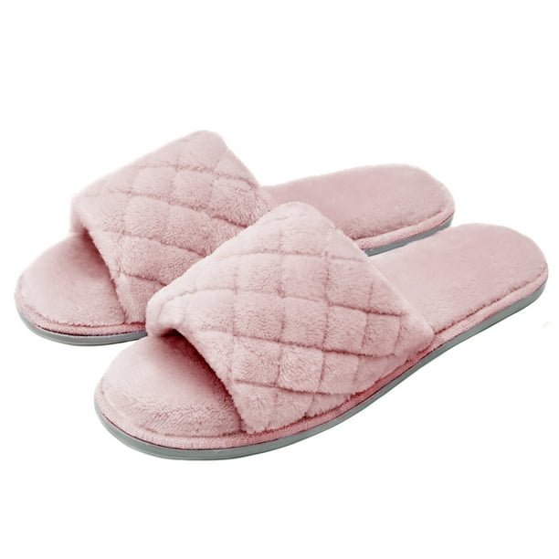 LORDFON Open Toe Womens Slippers Slip-On House Slippers with Memory Foam - Walmart.com