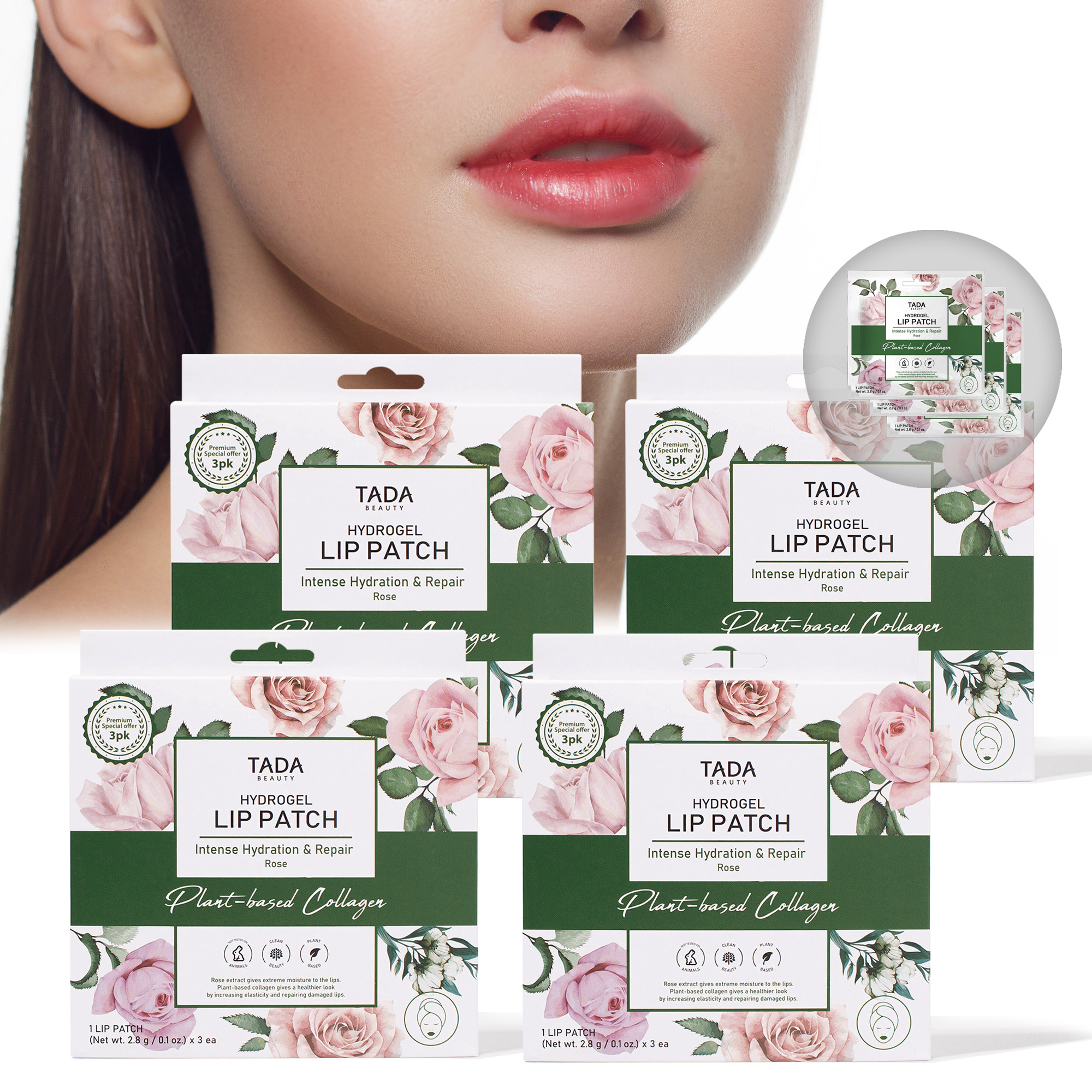Tada Beauty 12 Pieces Hydrogel Lip Mask Intense Hydrating and Repair ...