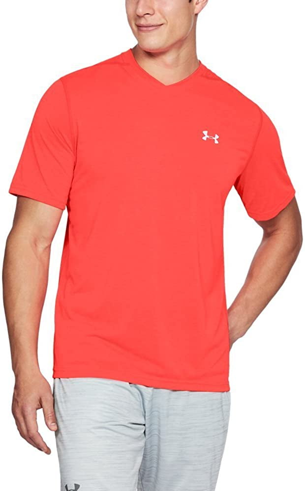 Under Armour Men's Threadborne V-Neck Novelty Heathered Top, Neon Coral ... Under Armour Men's Threadborne V-Neck Novelty Heathered Top, Neon Coral ...