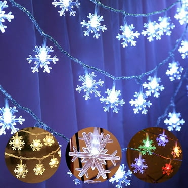 Snowflake String Lights, 33 ft LED String Lights with 2 Modes, Battery ...