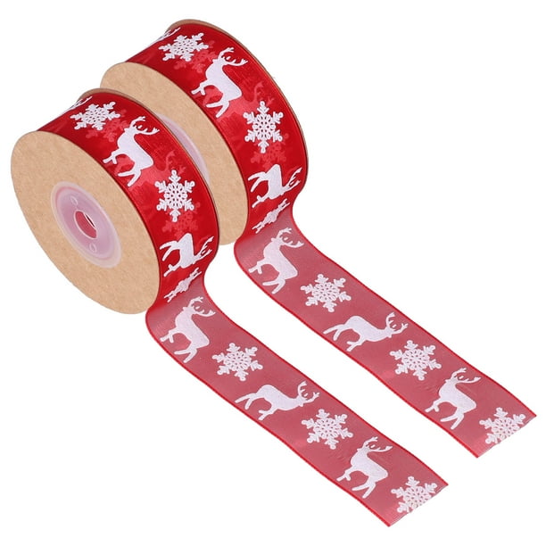 2 Rolls Christmas Wired Edge Ribbon Wrapping Ribbon Burlap Ribbon ...