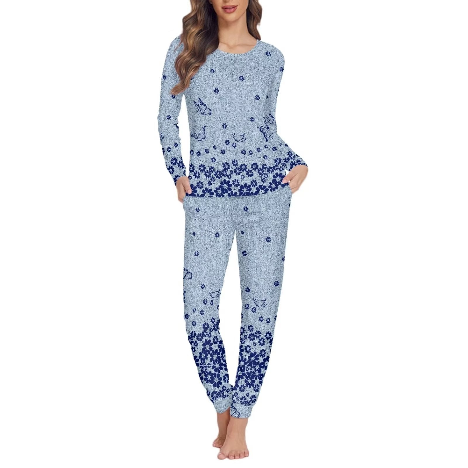 Renewold Women's Pajama Set Long Sleeve Sleepwear Ladies Soft Cozy Up ...