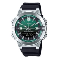 Casio Analog Digital Combination Stainless Steel Blue Dial Quartz AMW ...