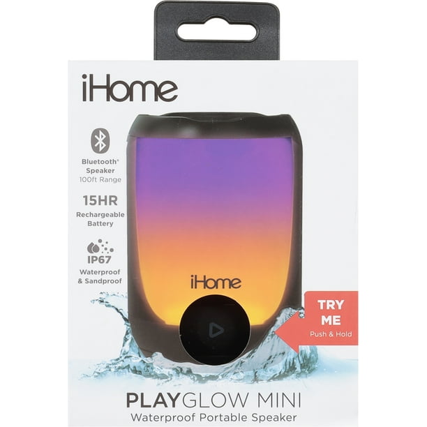 iHome Rechargeable Color Changing Waterproof Bluetooth Play Glow Mini ...